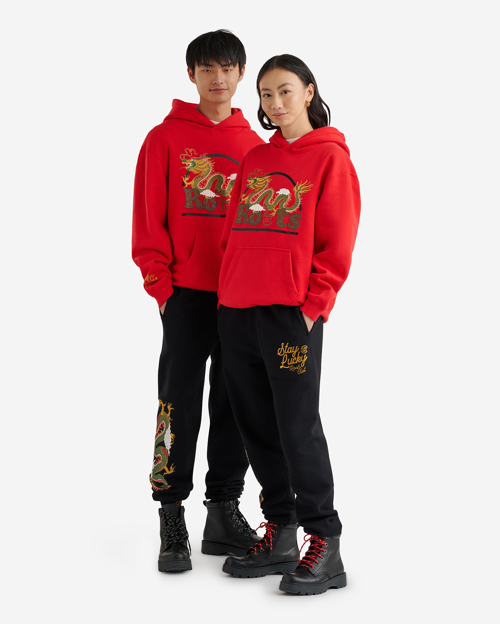 Roots X CLOT Lunar New Year Hoodie in Racing Red | Halifax Shopping Centre
